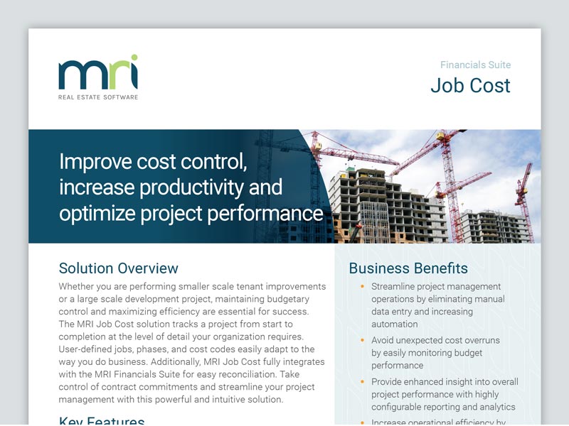 Job Cost - MRI Software | AU