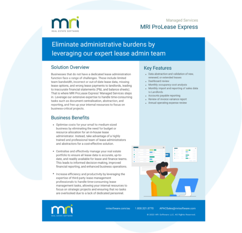 MRI ProLease Express Managed Services Data Sheet | MRI Software | AU