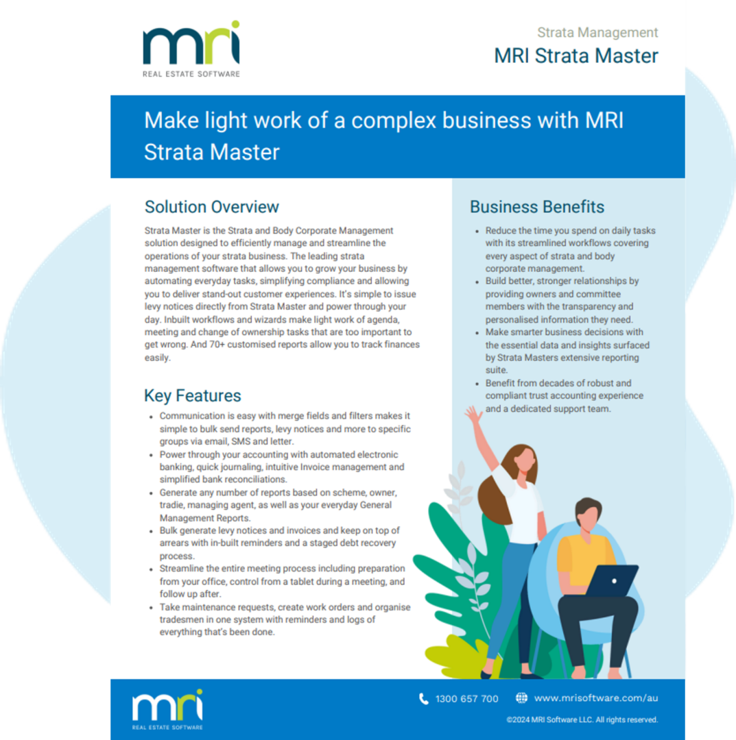 Simplify complex business with MRI Strata Master - MRI Software | AU