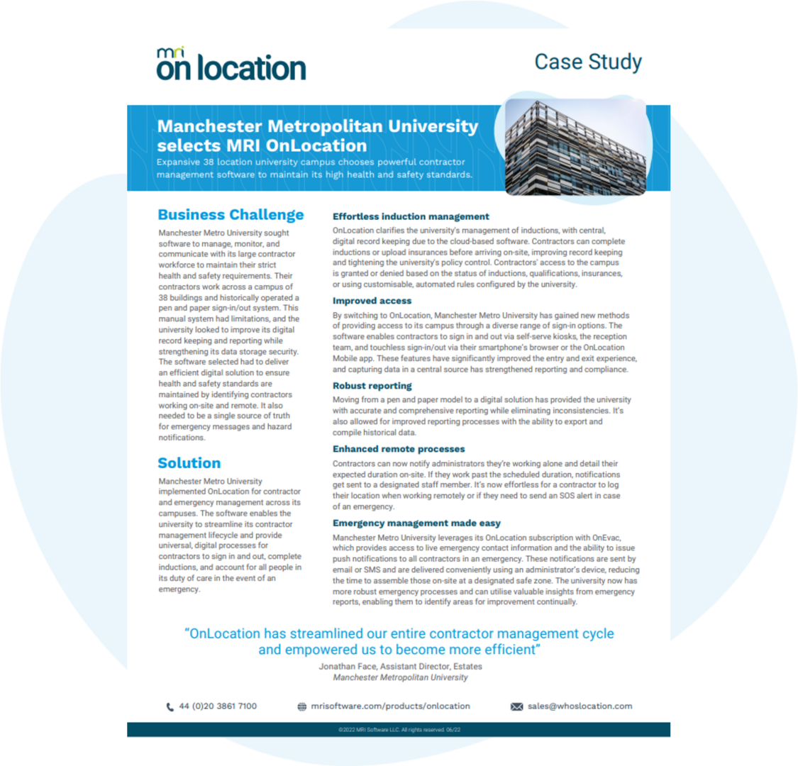 Manchester Metropolitan University selects MRI OnLocation