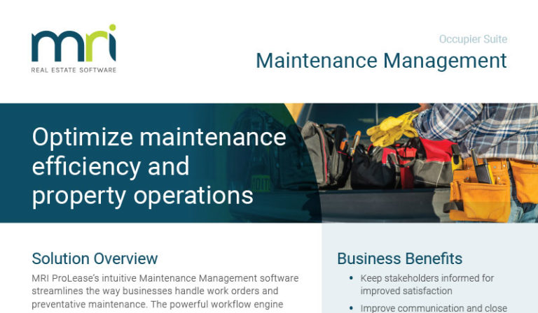 MRI ProLease Maintenance Management - MRI Software
