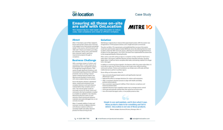 Ensuring all those on-site are safe with OnLocation